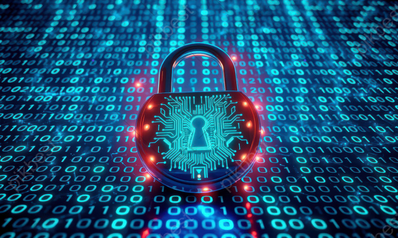 Cyber Security Concept Digital Padlock With Circuit Board Design On Binary Code Background ...