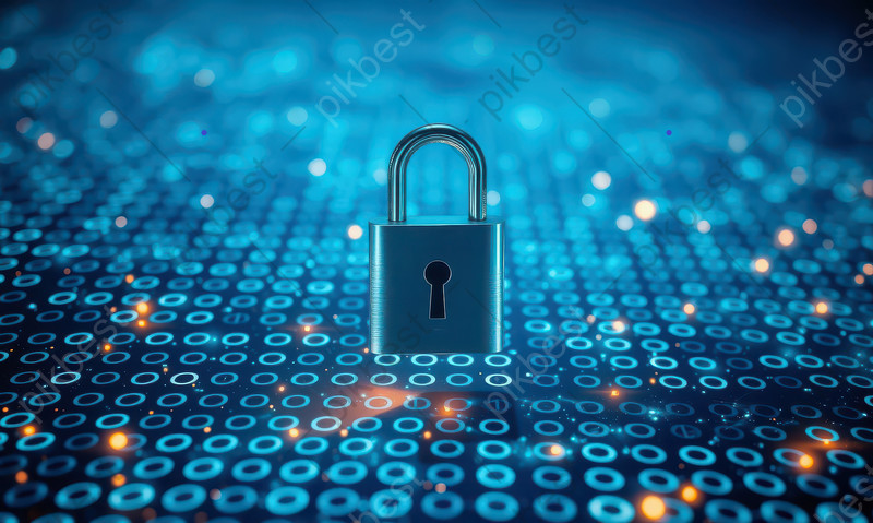 Cybersecurity Concept With A Padlock On Digital Binary Code Background Backgrounds | JPG Free ...