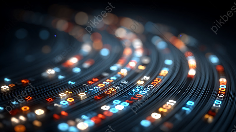 Abstract Data Stream With Binary Code Flowing On Digital Fiber Optic Cables Network Backgrounds ...