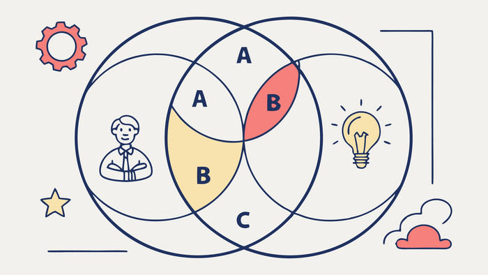 Venn Diagram Graphic With Overlapping Circles And Sections In A Logic Relationship Illustration ...