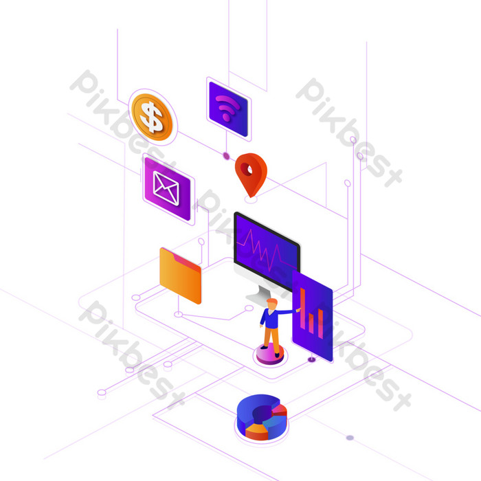 원래 요소를 보여주는 컴퓨터 기술을 운영하는 벡터 3 차원 남자 일러스트 Png Ai 무료 다운로드 Pikbest