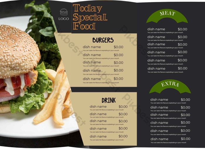 Menu Introduction To The Three Fold Page Modern Restaurant Promotional ...