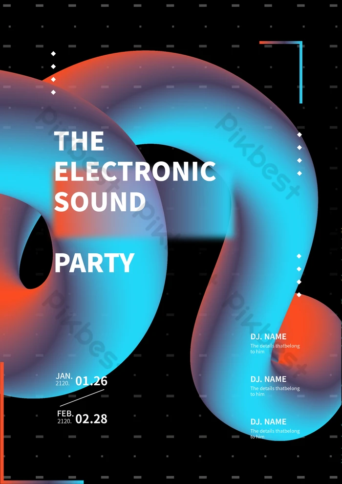 Electronic Music Fluid Blue Orange Poster | AI Free Download - Pikbest