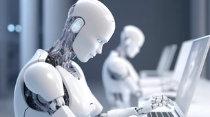 Environment Rendering Computer Programmer Operating 3d Robot In Automated Work Backgrounds | JPG ...