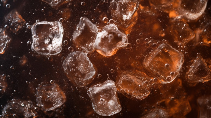 Ice Refreshing Vibrant Close Up Cubes Floating In Dark Cola Creating A Effervescence Backgrounds ...