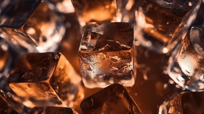 Ice Refreshing Summer Intense Focus On Cubes Amidst Dark Cola Background A Visual Of Cooling ...