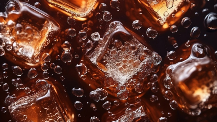 Ice Refreshing Summer Macro Shot Of Cubes Submerged In A Dark Cola Drink Creating Texture With ...