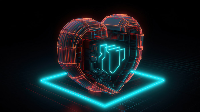 Assorted Neon Voxel Heart And Geometric Shapes In 3d Rendering Backgrounds | JPG Free Download ...