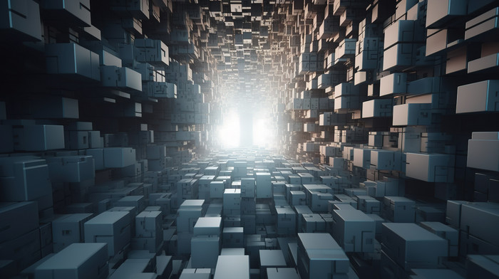 Code Virtual Space 3d Rendered Abstract Blocks With A Computer Camera Perspective Backgrounds ...