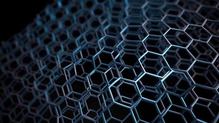 Geometric Structure Close Up Of Hexagonal Form In Abstract 3d Nanotechnology Rendering With ...