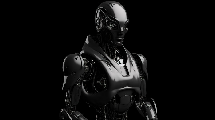 Ai Robot Black In Monochromatic 3d Render On A Dark Background Backgrounds | JPG Free Download ...