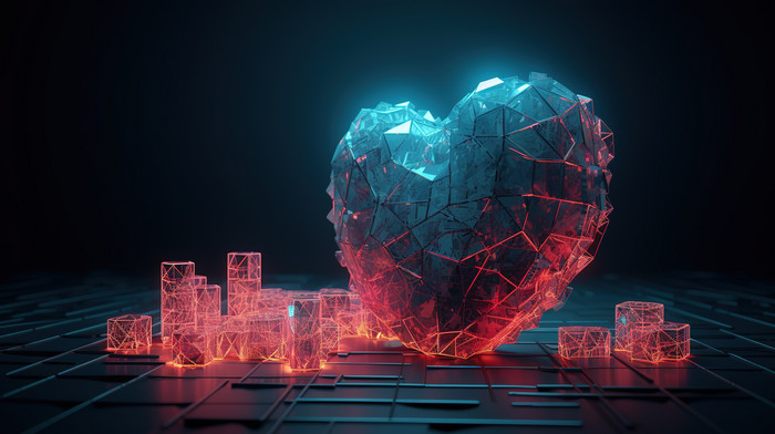 Assorted Geometric Shapes And A Heart Made Of Glowing Voxel In 3d Rendering Backgrounds | PSD ...