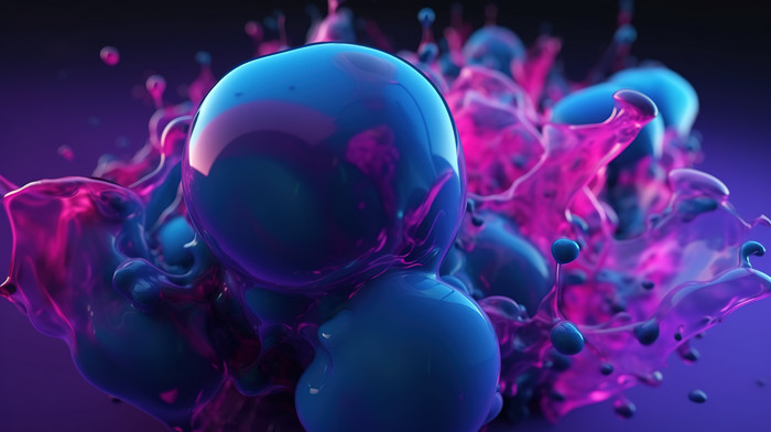 Blob Close Up Of Floating Liquid Blobs In Abstract Blue And Purple Gradient Colors Rendered 3d ...