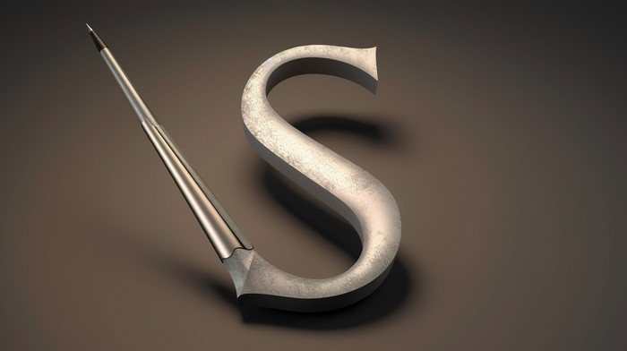 Clipping Path Pen Tool Constructed Letter S In Bent Pencil Font 3d Render With For Easy ...