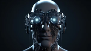 Cyborg Virtual Display Integrated Into Face In 3d Rendering Backgrounds | JPG Free Download ...