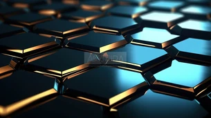 Geometric Hexagon Virtual Space A 3d Render Of Golden Hexagonal Surfaces Backgrounds | JPG Free ...