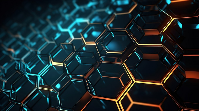 Hexagon Abstract Futuristic Hexagonal Mesh With Illuminated Effects In 3d Rendering Backgrounds ...