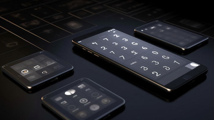 Mobile App Buttons In 3d Render On Ground With Locked Screen And Dark Background Backgrounds