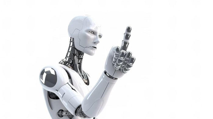 Pointing Finger Isolated White Background 3d Render Of An Ai Robot S Backgrounds | PSD Free ...