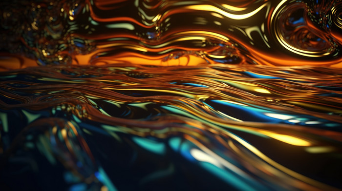 Refraction Metallic Faces A 3d Rendered Liquid Background With Light And Distortion Backgrounds ...