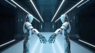 Handshake Android Robot In 3d Rendering Against White Background Backgrounds | JPG Free Download ...