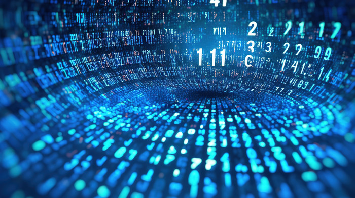 Binary Code Concept Close Up Of 3d Rendered Zero And One On Blue