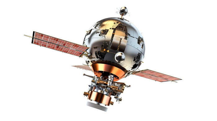 Global World 3d Rendering Of Navigation Satellite Broadcasting Ray