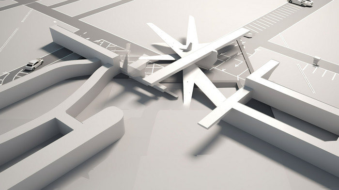 Intersection 3d Illustration Of Two Plane Intersections With Left Pointing Arrows Backgrounds