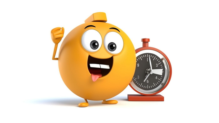 참신한 흰색 배경 클래퍼 보드를 들고 있는 마스코트 캐릭터 알람 시계의 3d 렌더링 배경 Png 무료 다운로드 Pikbest