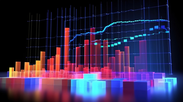 Data Chart Statistics 3d Rendering Of A Financial Forecast Depicting Historical Trends And