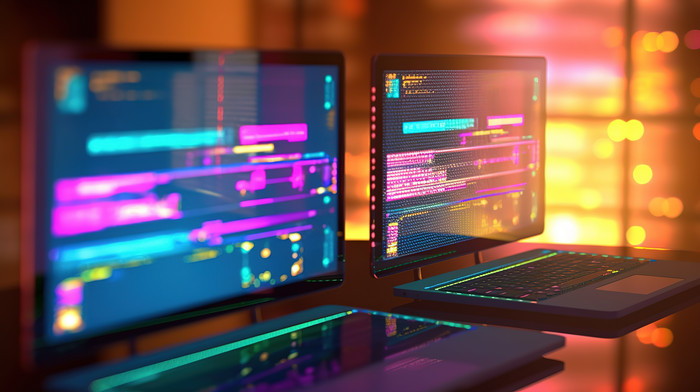 Software Development 3d Rendering Of Web Design Indicators And Concept On Light Display ...