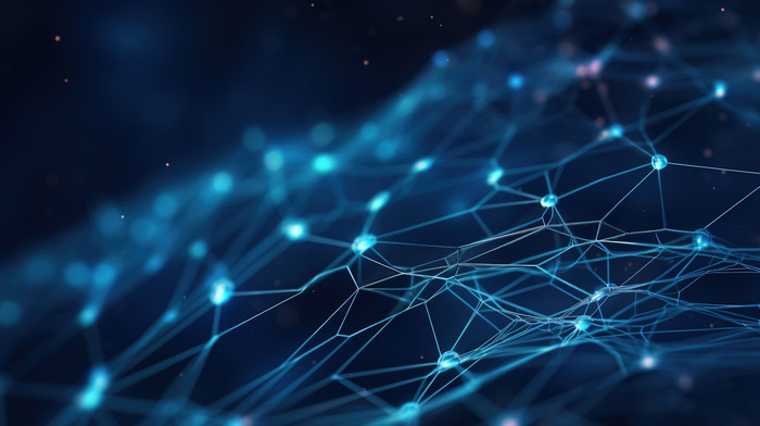 Dotted Line Connection Futuristic Blue 3d Rendering Dots And Lines Connect The Network In Space