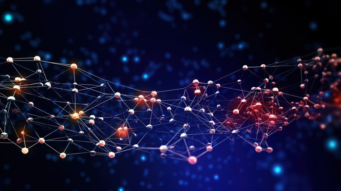 Dotted Line Connection Technological Block Of Network Connections And Big Data With 3d Effects