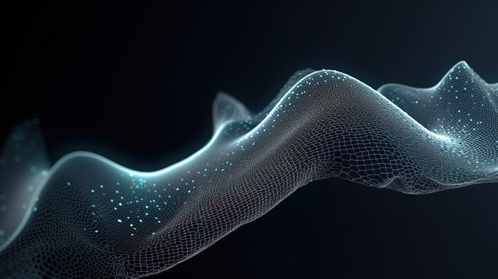 Interconnection 3d Rendering Of A Mesh Wave With Futuristic Abstract Dots And Lines
