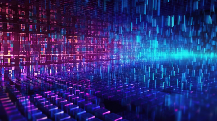 Matrix Code Abstract Data Concept 3d Rendering Of A Blue And Purple Digital Background With ...
