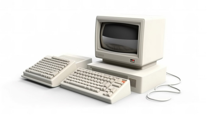 Mouse And Keyboard Vintage Desktop Computer 3d Render Of Retro System