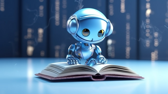 Artificial Intelligence Robot Engages With Machine Learning 3d Rendered Concept Cute Reading ...