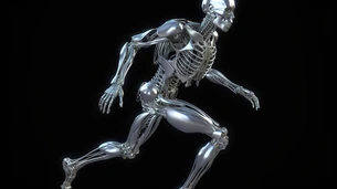 Artificial Intelligence Robot In X Ray 3d Rendering Running On Black Background Backgrounds ...