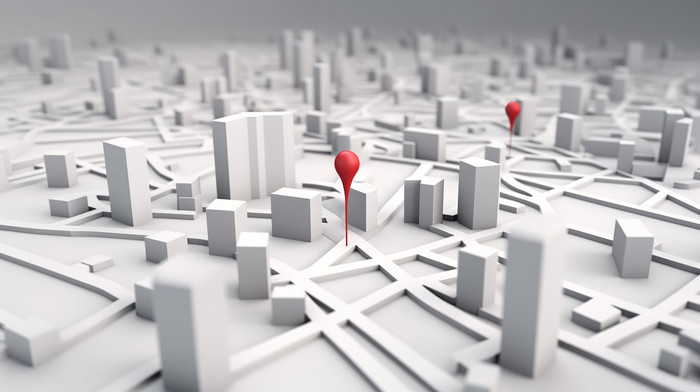 Location Pin Isolated 3d Rendering Of On Folded City Map With Minimal Gps Pins And Checkpoints ...