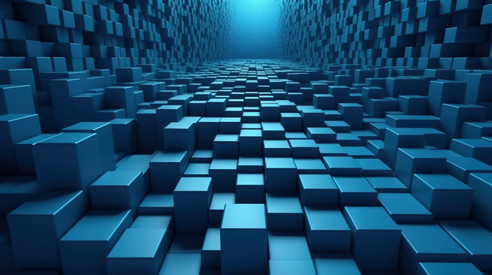 Perspective Cube View Of A Blue Wall Constructed With Cubes In 3d Rendering Backgrounds | JPG ...