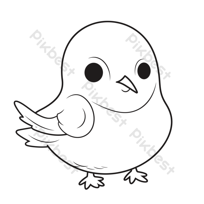 색칠하고 추적하는 아기 새 템플릿 색칠 공부 페이지 개요 스케치 그리기 벡터 일러스트 Png Png 무료 다운로드 Pikbest